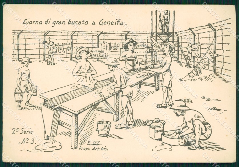 Militari Coloniali Africa Egitto Geneifa D'Elia Serie II PIEGA cartolina XF3013