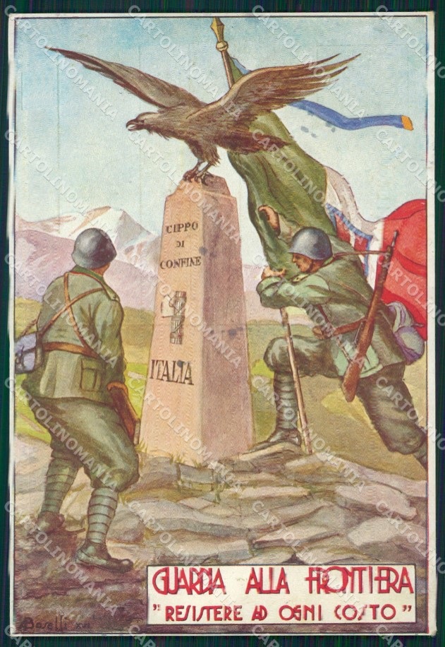 Militari Fascismo Guardia Frontiera Tricolore Boselli FORI FG cartolina XF3045