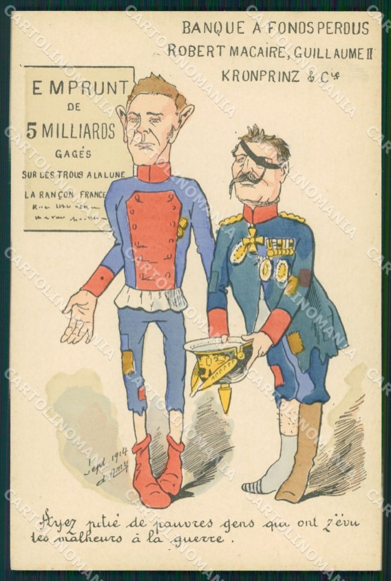 WWI WW1 Propaganda Patriotic War Humor Kaiser Wilhelm Kronprinz postcard XF3127