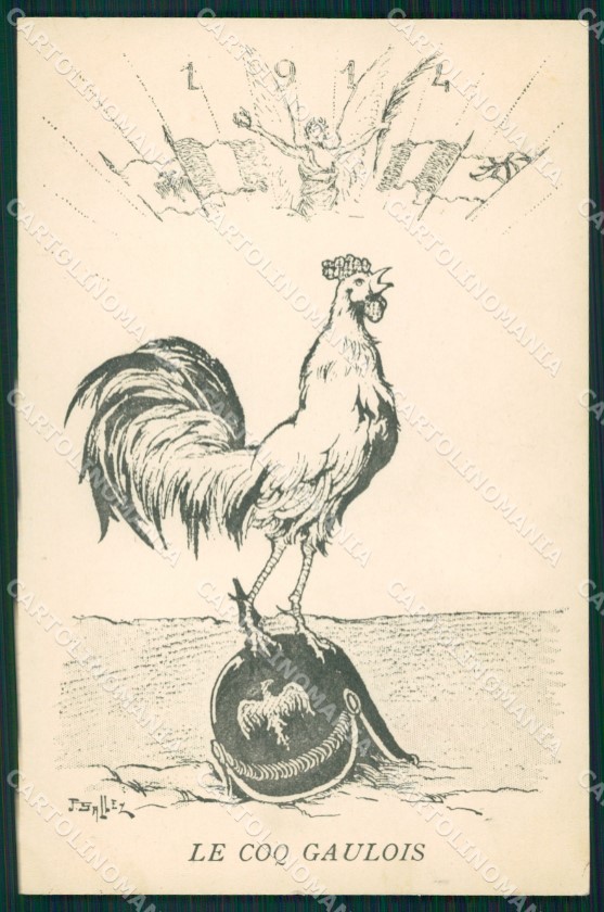 WWI WW1 Propaganda Patriotic Humor Kaiser Anti German Rooster postcard XF3138