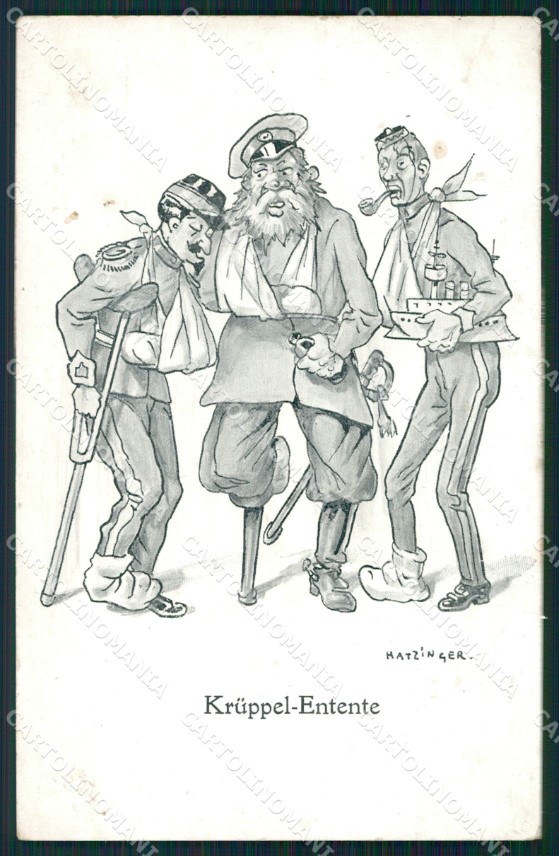 WWI WW1 German Propaganda War Humor Anti Russian British French postcard XF3580