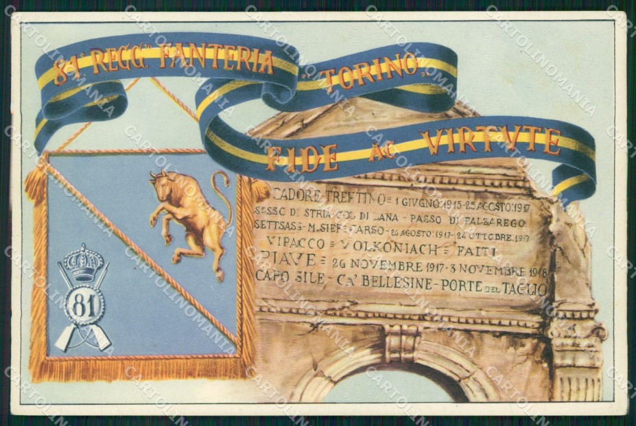 Militari 81º Reggimento Fanteria Torino FG cartolina XF3749