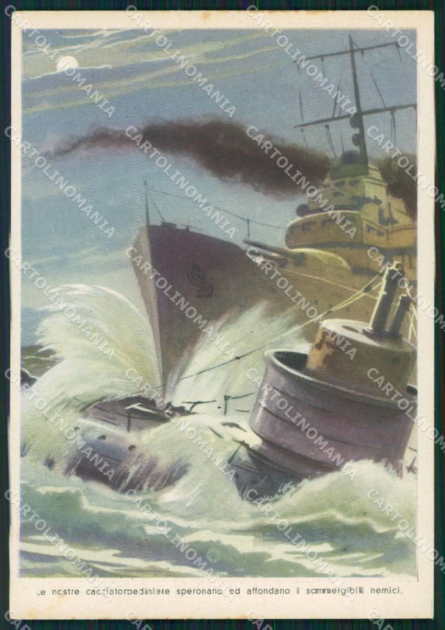 Militari Propaganda WWII Cacciatorpediniere Sgrilli FG cartolina XF3826